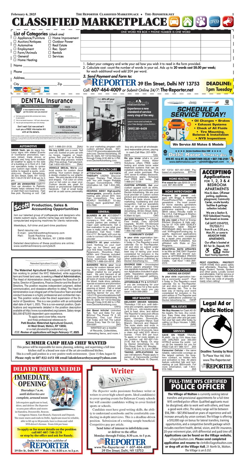 Reporter Classified Marketplace | The Reporter (Catskills Today)