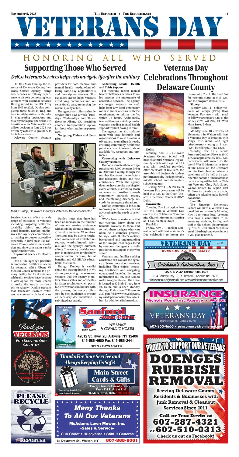 The Reporter's Veteran's Day Special | The Reporter (Catskills Today)