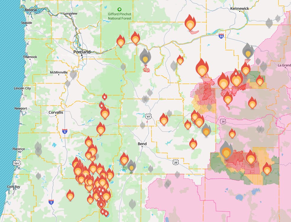 Oregon has nearly as many fires burning as Washington, Idaho and ...