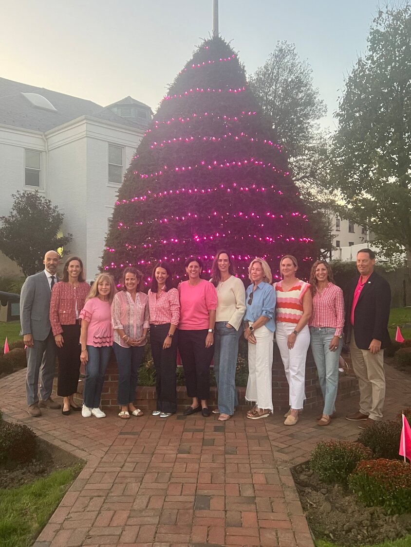 Rockville Centre lights village tree pink for Breast Cancer Awareness ...