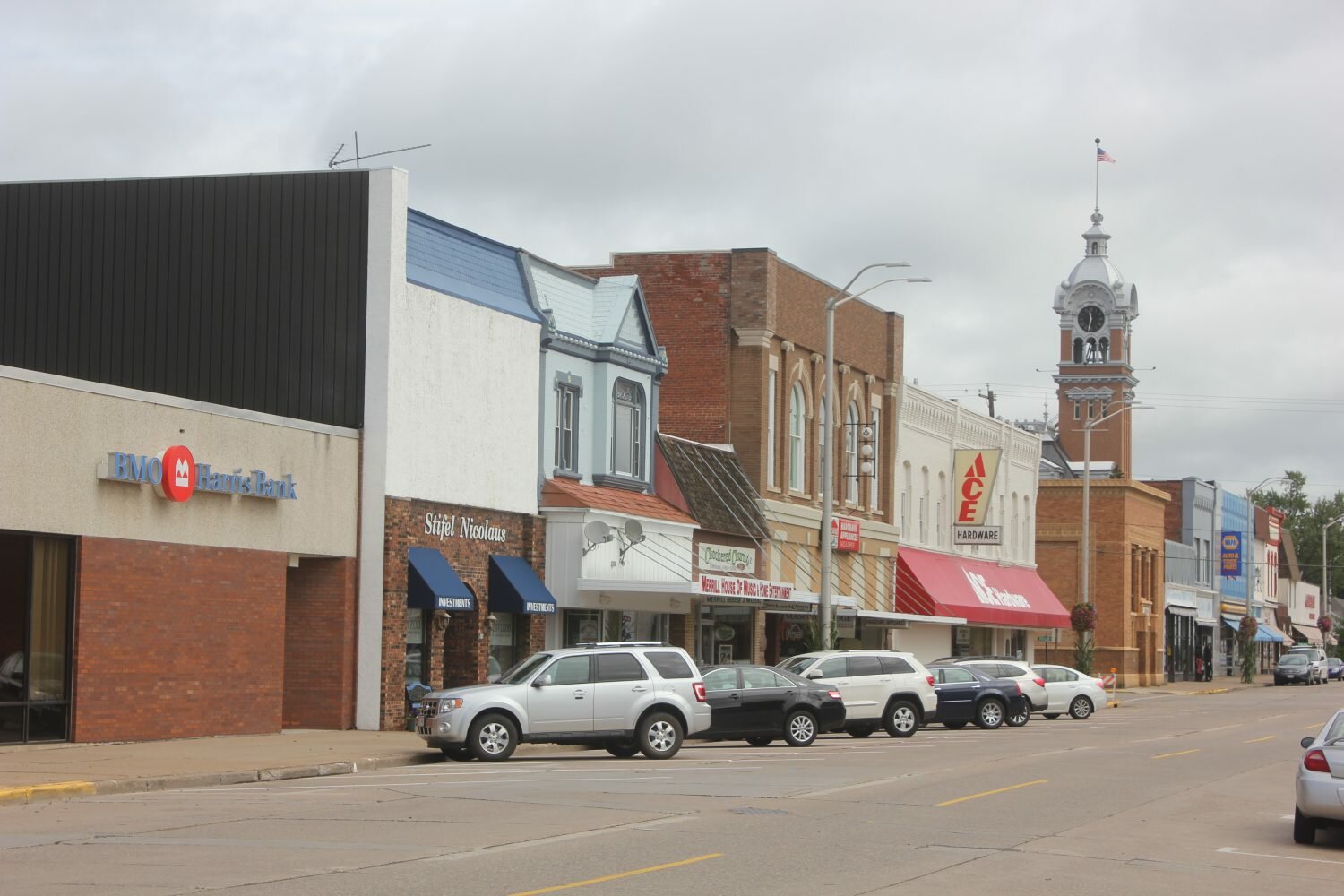 Downtown Merrill converted to angled parking - Merrill Foto News