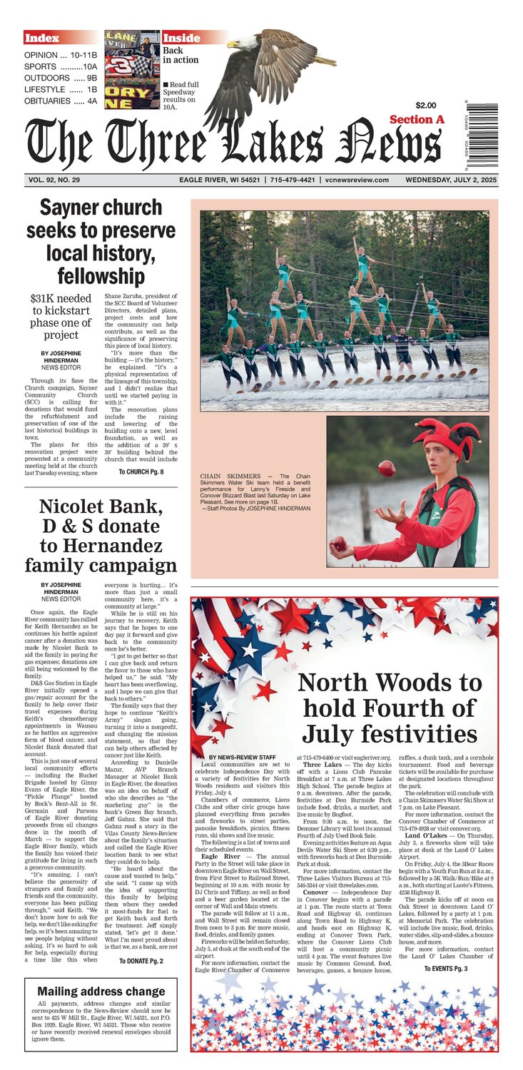 Three Lakes News 07.02.2025 - Vilas County News-Review