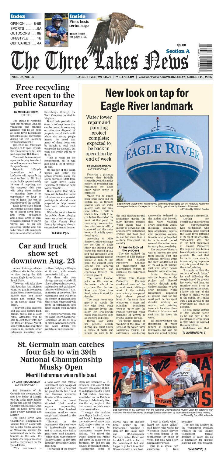 Three Lakes News 08.20.2025 - Vilas County News-Review