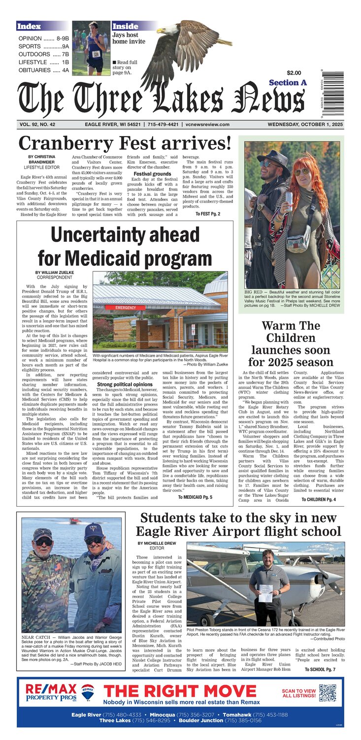 Three Lakes News 10.01.2025 - Vilas County News-Review