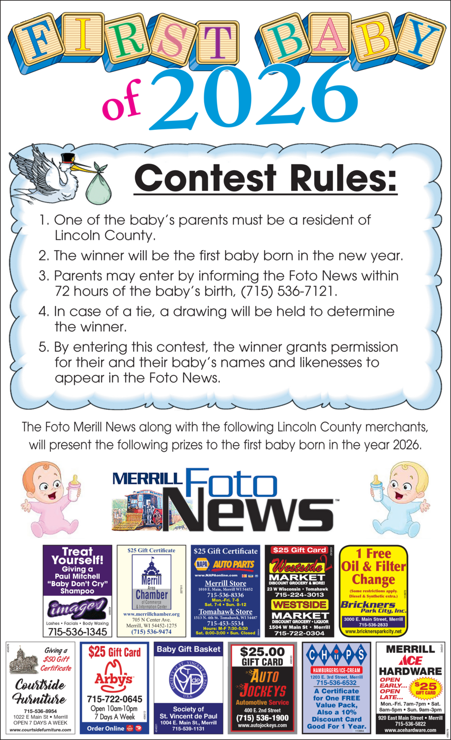 Annual First Baby Contest - Merrill Foto News