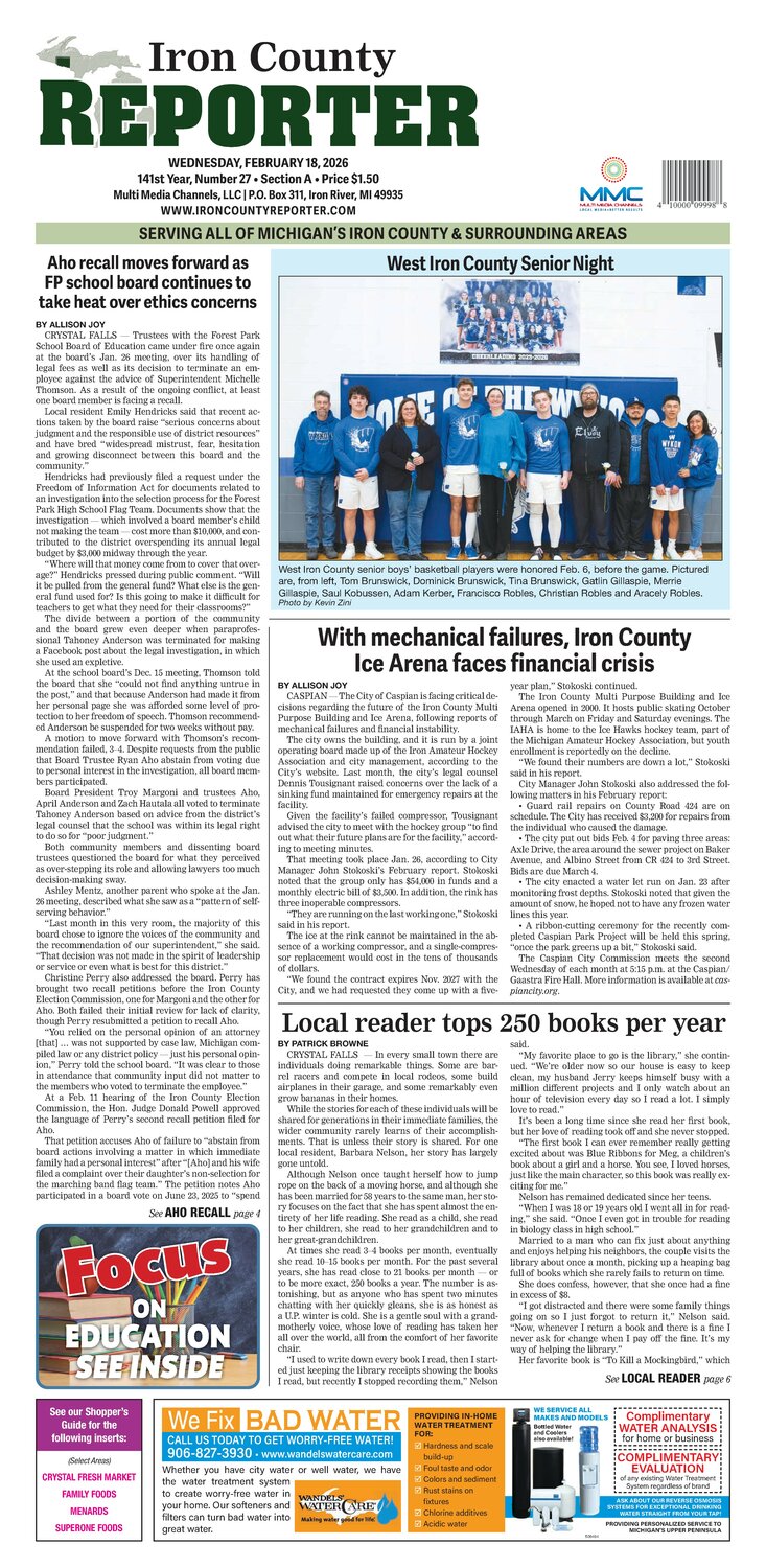 Iron County Reporter Wednesday, February 18, 2026 - Iron County Reporter