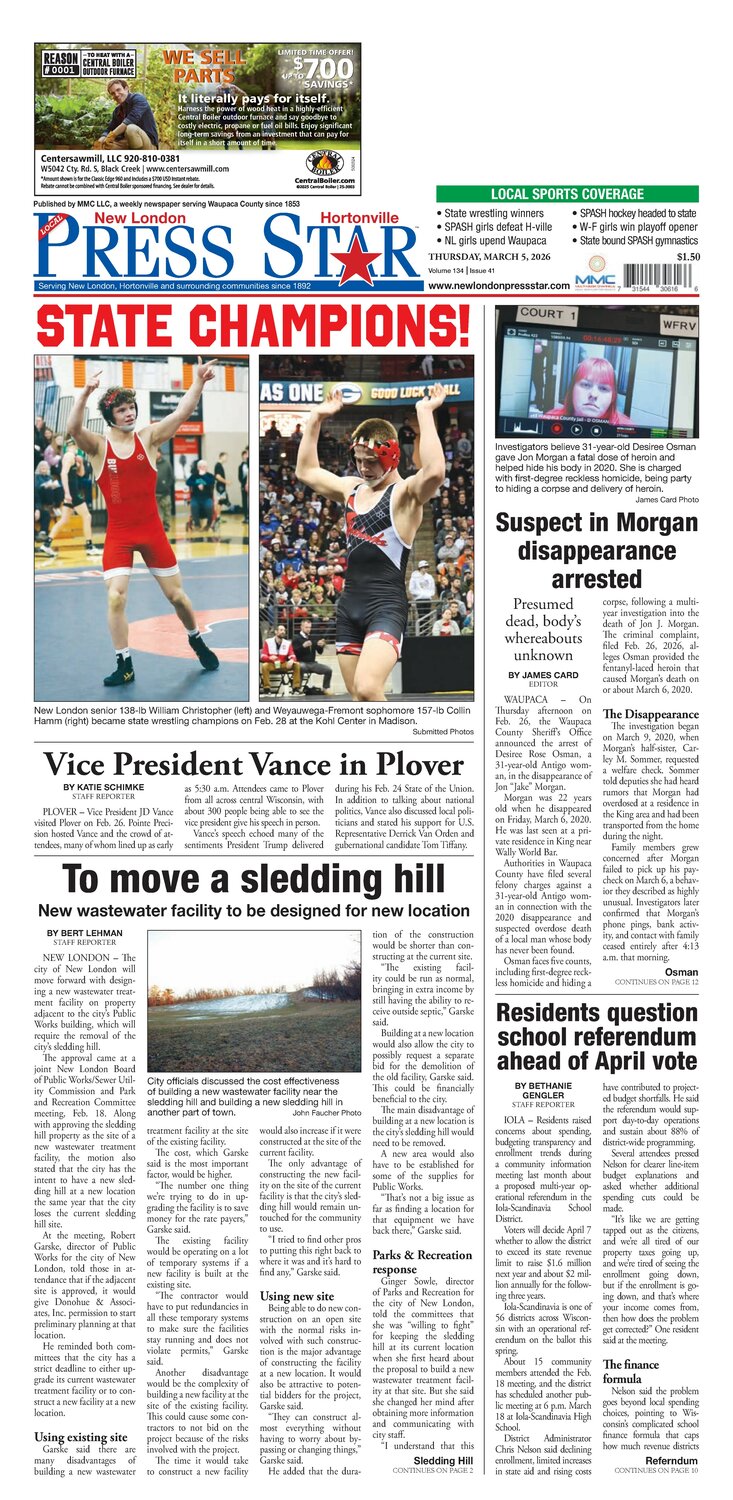New London Press Star Thursday, March 5, 2026 - Waupaca County Post