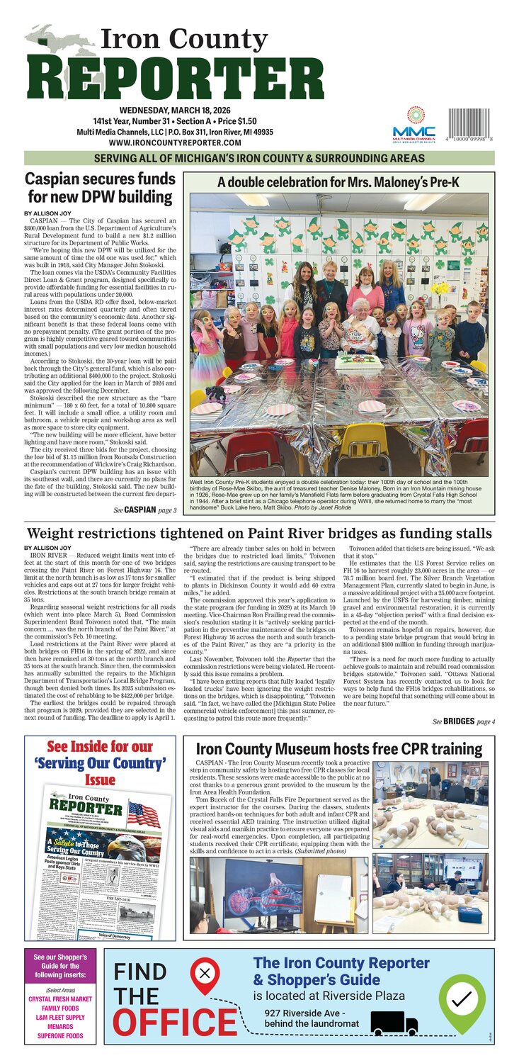 Iron County Reporter Wednesday, March 18, 2026 - Iron County Reporter