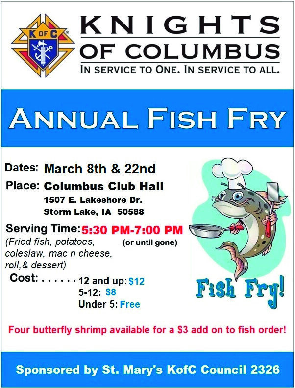 Knights of Columbus Fish Fry - Storm Lake Times Pilot