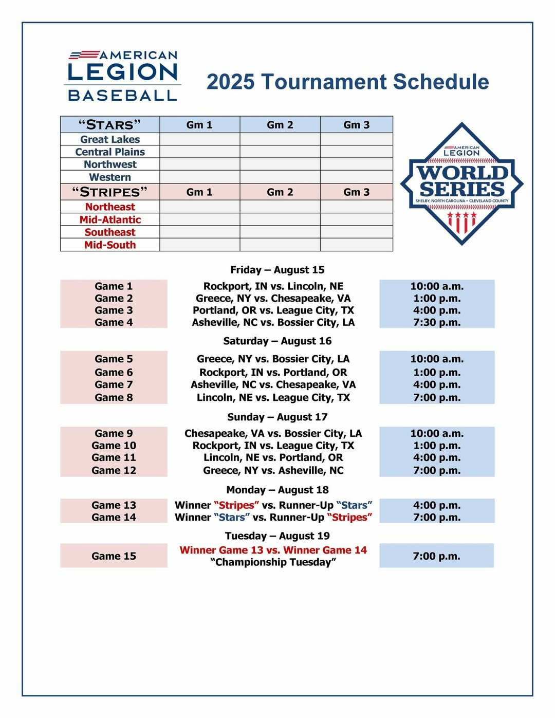 American Legion World Series Games Delayed For Weather - Wise News Network